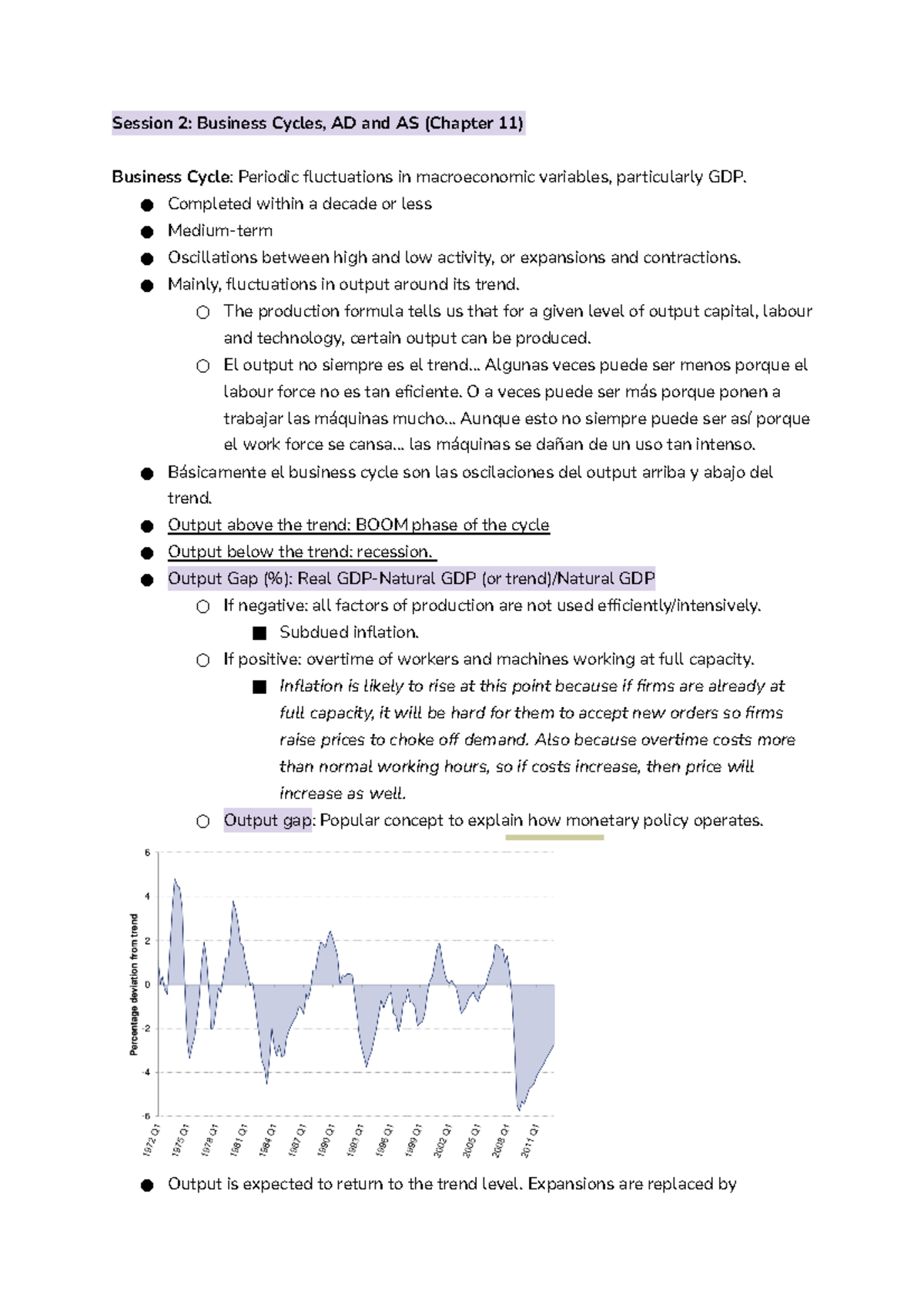 Chapter 11 The Business Cycle - Session 2: Business Cycles, AD and AS ...