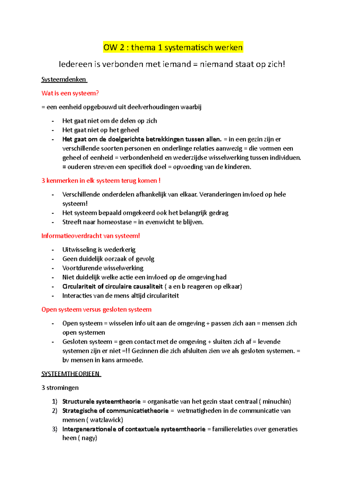 systematisch denken orthopedagogie - OW 2 : thema 1 systematisch werken ...