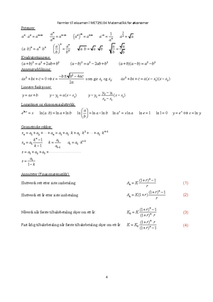 Matematikk for økonomer formler - Innholdsfortegnelse Matematikk for ...