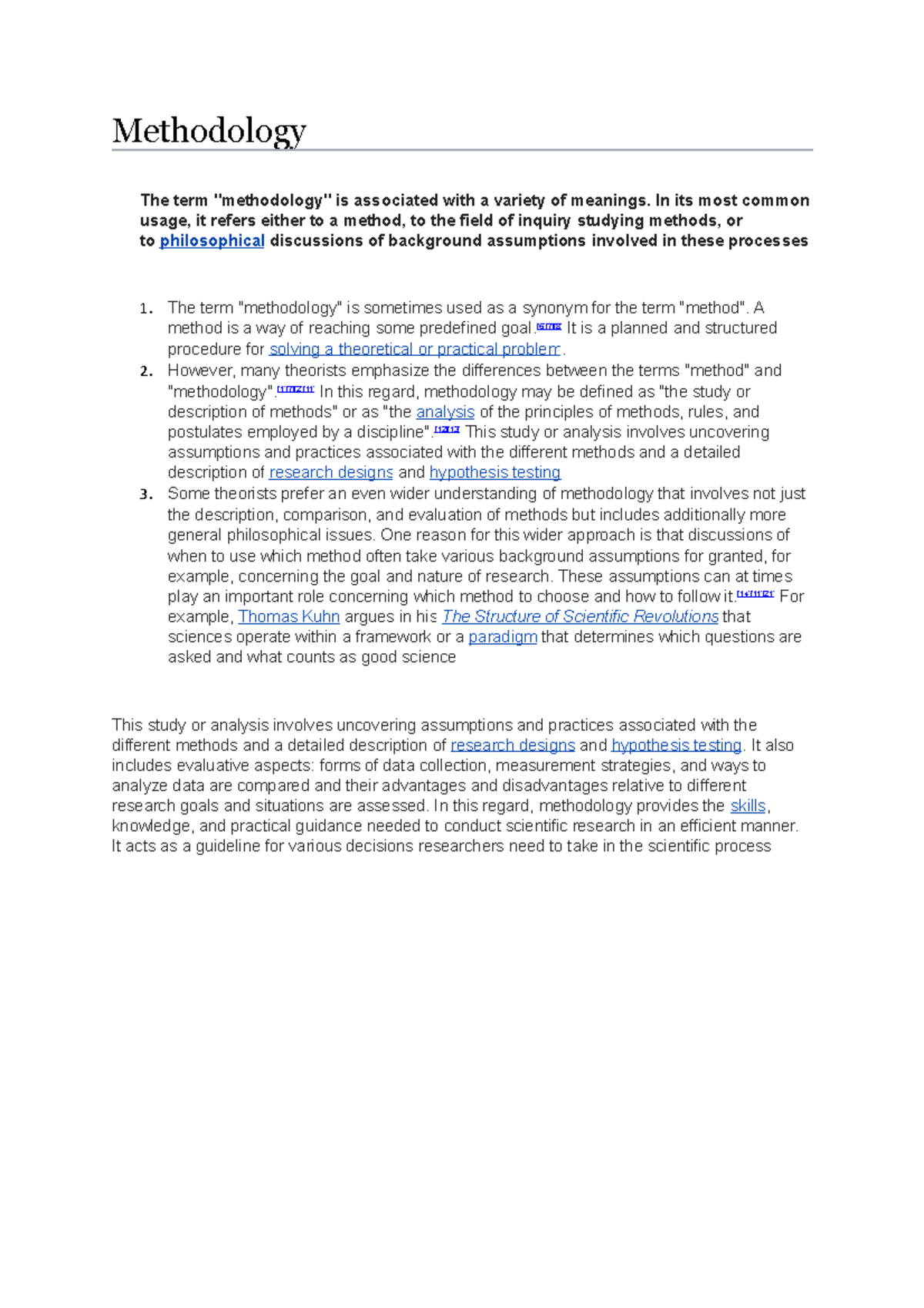 Methodology-Definition - Methodology The term "methodology" is ...