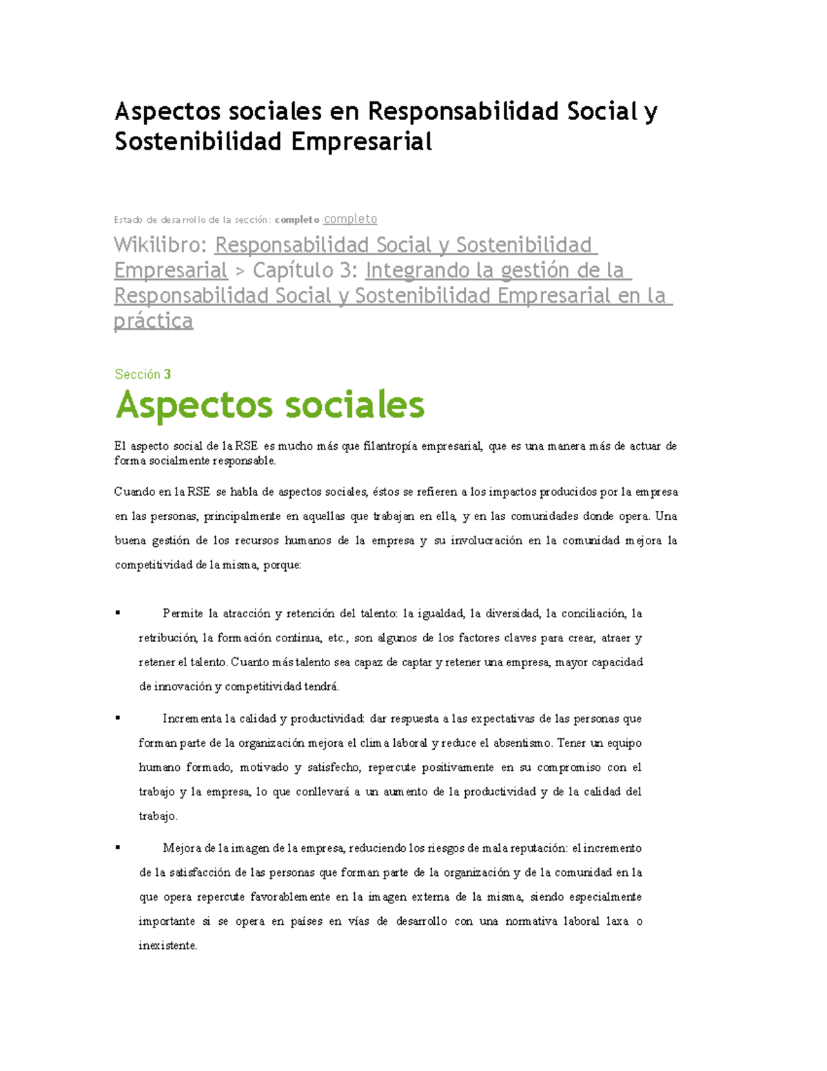 Aspectos sociales en Responsabilidad Social Empresarial - Aspectos ...
