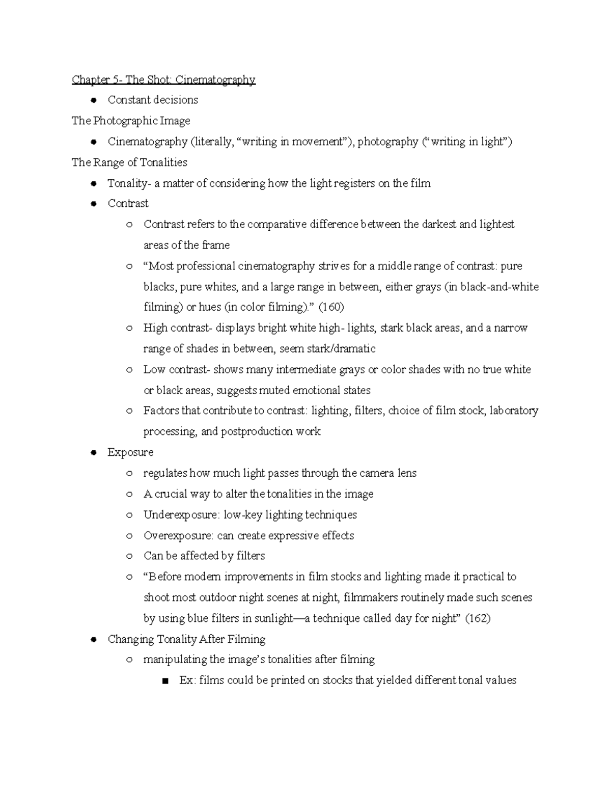 Film Art An Introduction Pages 159-215 - Chapter 5- The Shot ...