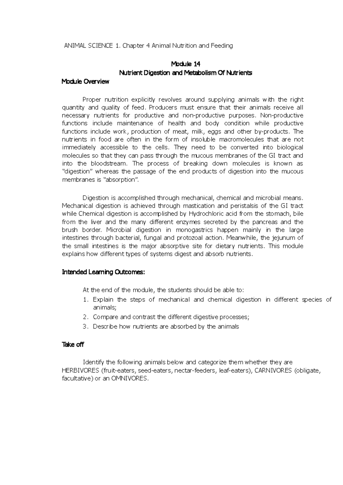 Nutrient Digestion and Metabolism Of Nutrients - ANIMAL SCIENCE 1 ...