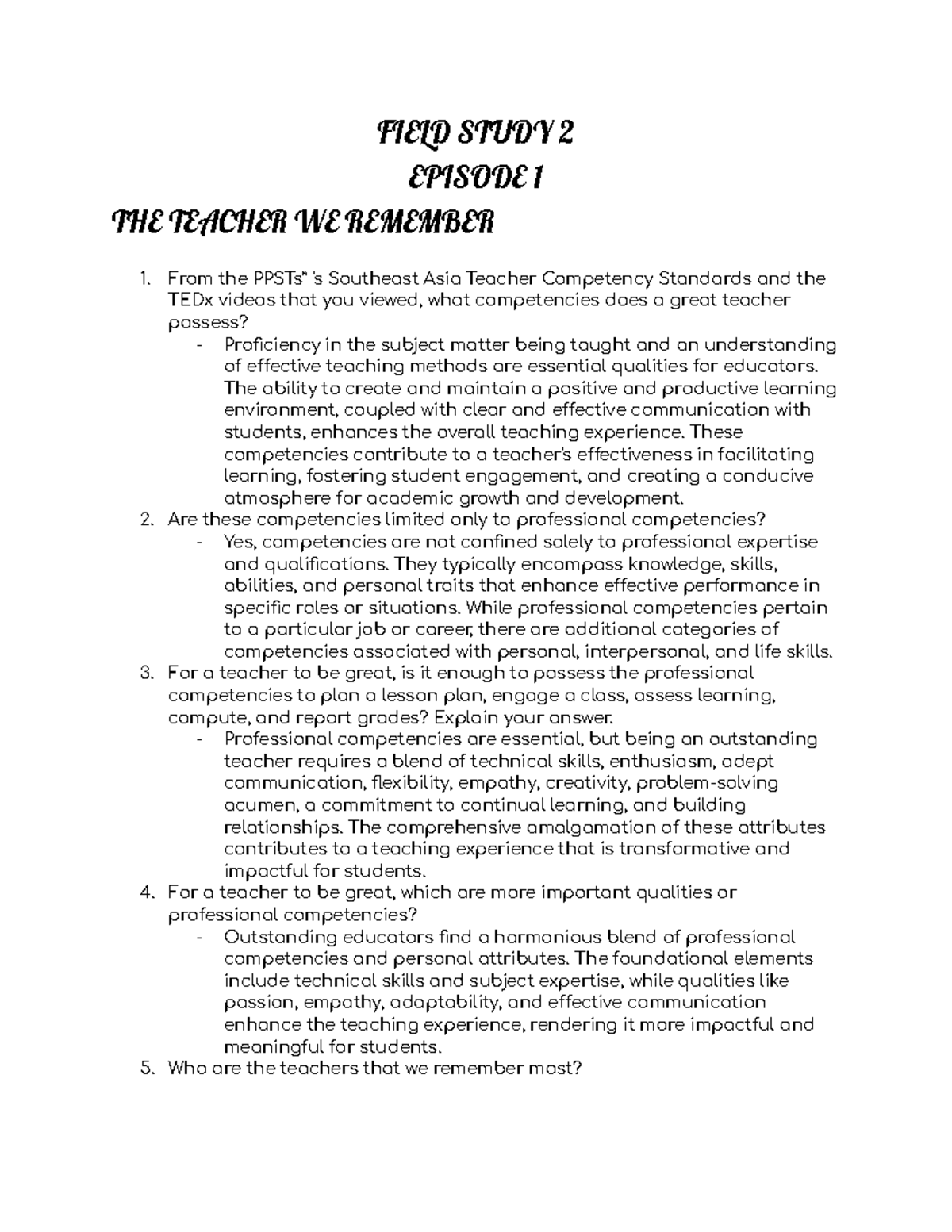 Field Study 2 Episode 1 - References - FIELD STUDY 2 EPISODE 1 THE ...