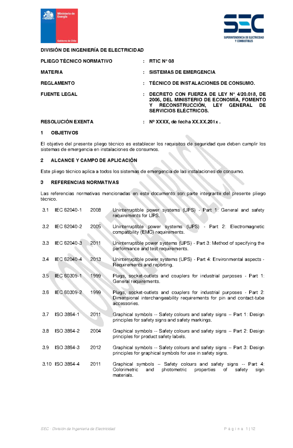 Pliego Tecnico Normativo-RIC N08 Sistemas DE Emergencia - DIVISIÓN DE ...