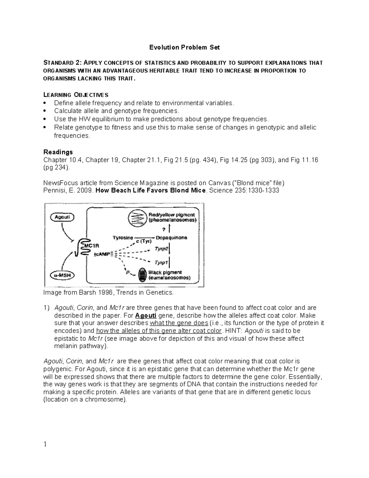 L121 Fa24 St2 As2 - Standard 2 - Evolution Problem Set STANDARD 2 ...