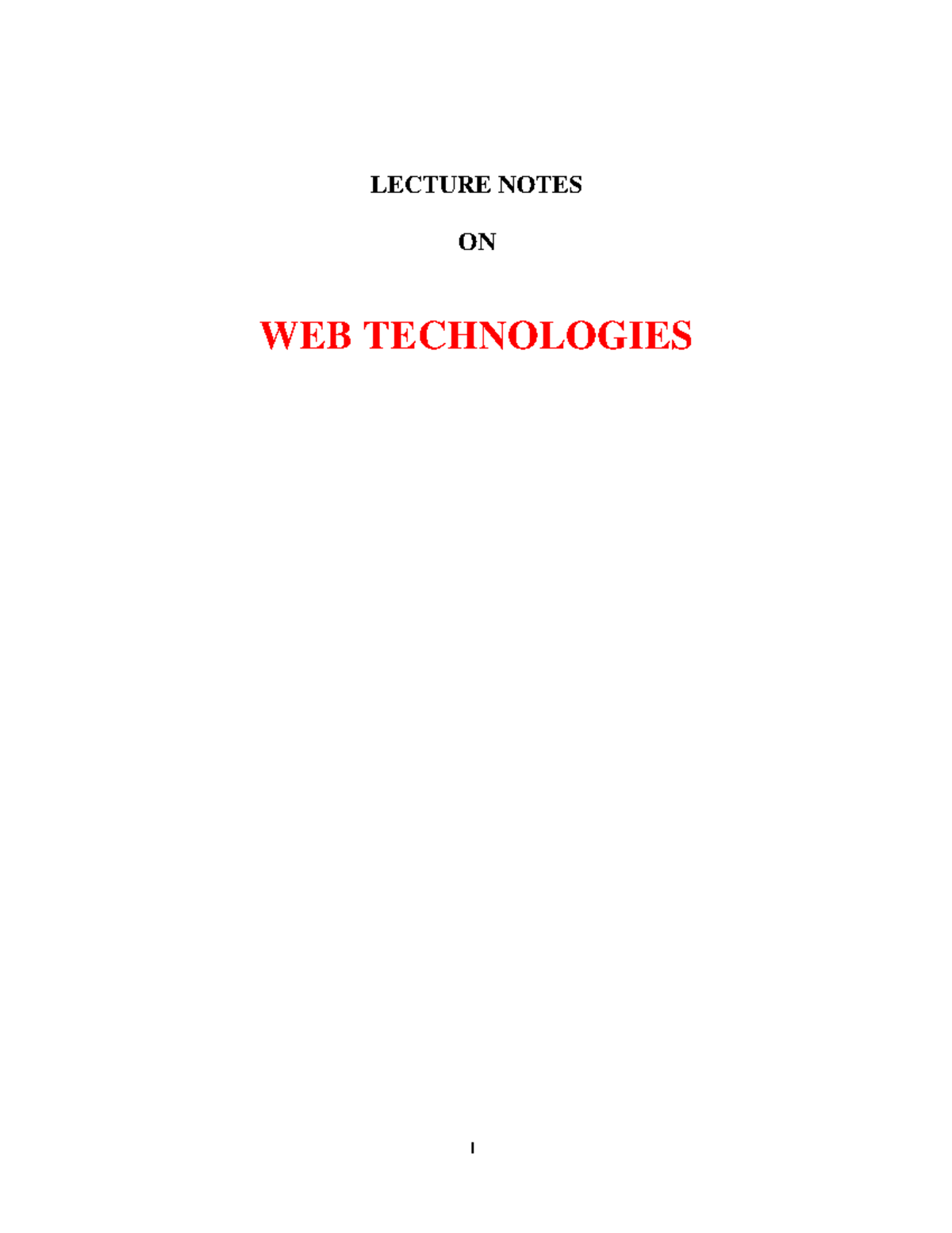 WEB Technology - Lectures notes on Programming world wide web An ...