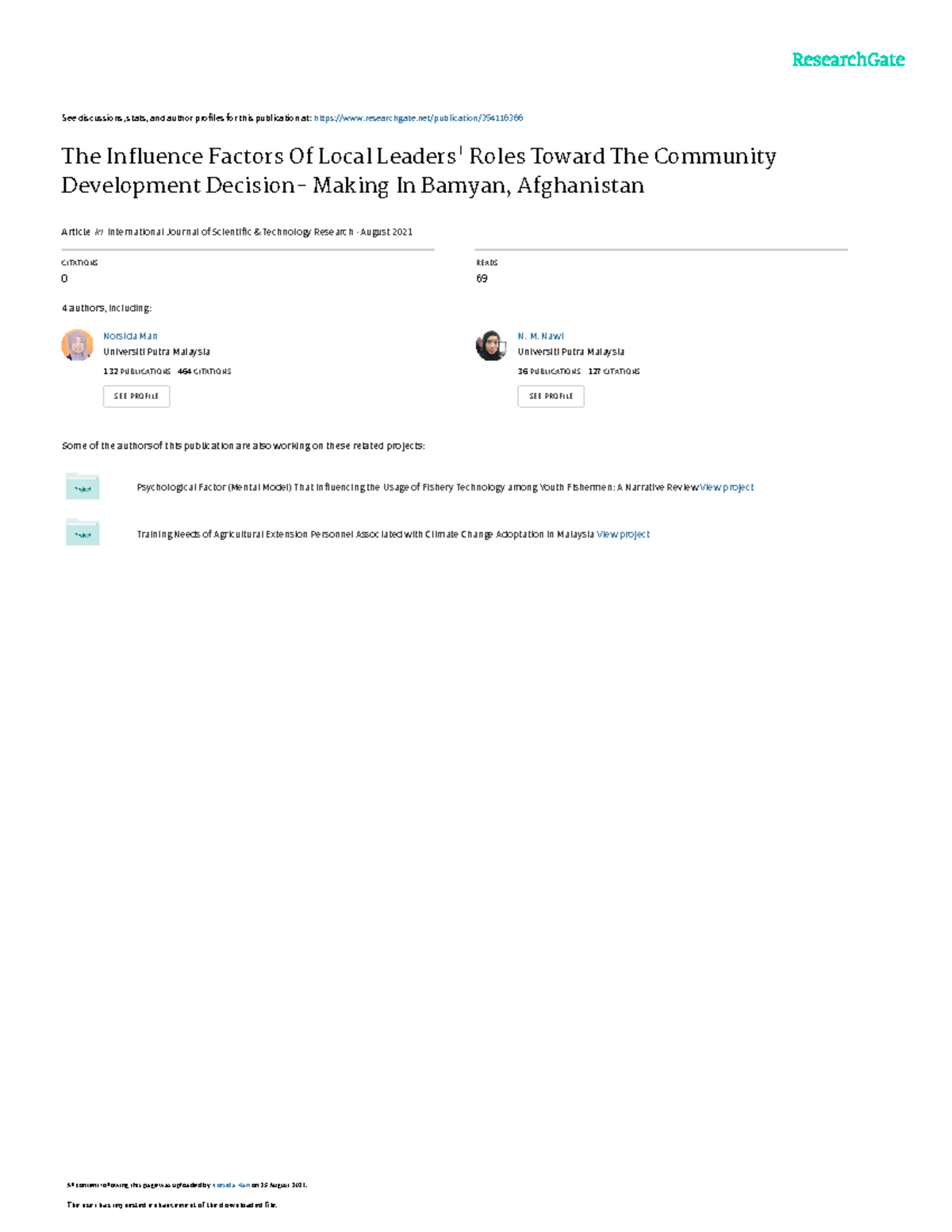 The Influence Factors Of Local Leaders Roles Toward The Community ...