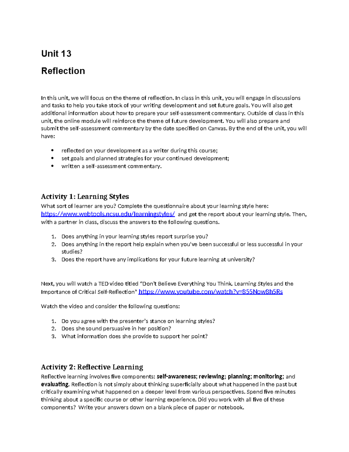 GE1401 Lesson 13 Reflection - Unit 13 Reflection In this unit, we will ...