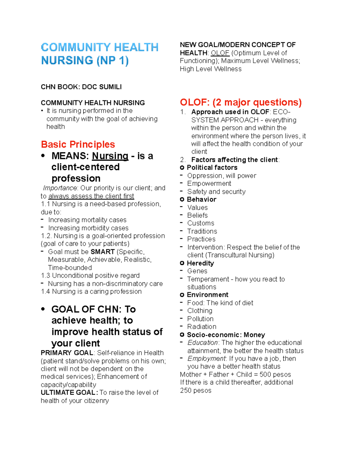 Community Health Nursing - COMMUNITY HEALTH NURSING (NP 1) CHN BOOK ...