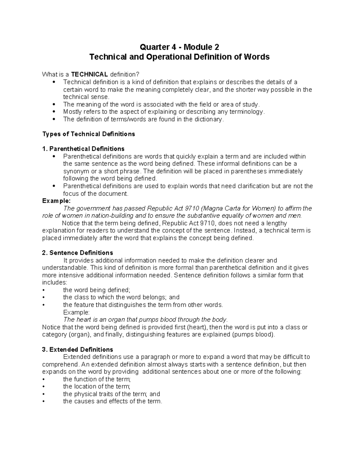 Notes Technical-and-Operational - Quarter 4 - Module 2 Technical and ...