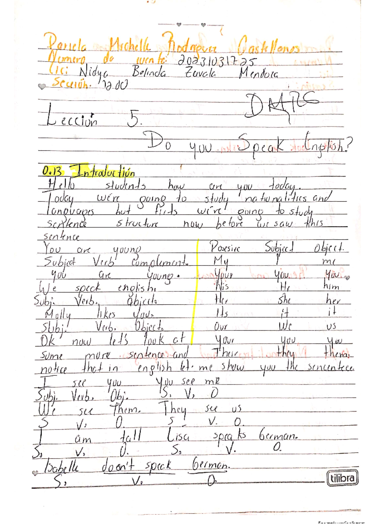 ingles,unidad 2, tema 1, actividad 18 - Pancla Michelle Rodnever ...