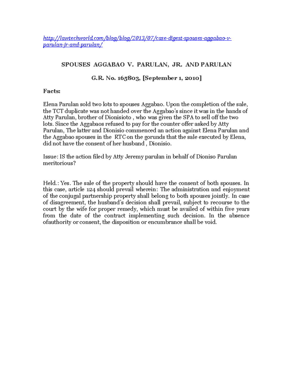 21. Aggabao vs Parulan Digest - lawtechworld/blog/blog/2013/07/case ...