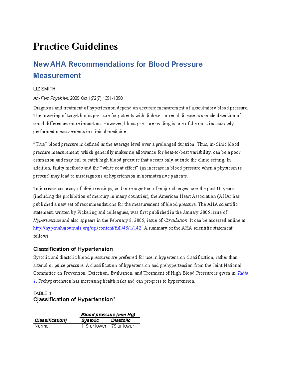 AHA Blood Pressure Guidelines Practice Guidelines New AHA 
