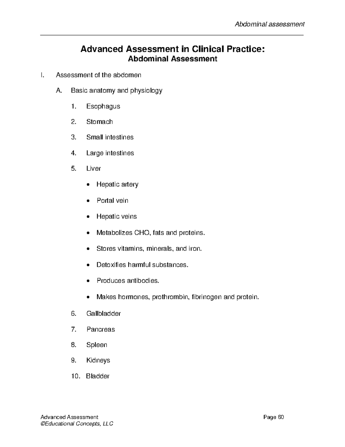 Advanced Assessment in Clinical Practice: Abdominal Assessment ...