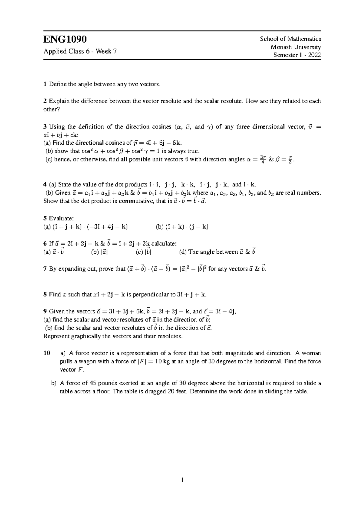 Sheet 6-Week7 - ENG Applied Class 6 - Week 7 School of Mathematics ...