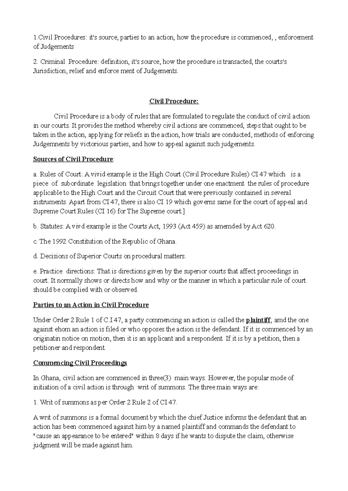 Civil and criminal Procedure tutorial - 1 Procedures: it's source ...