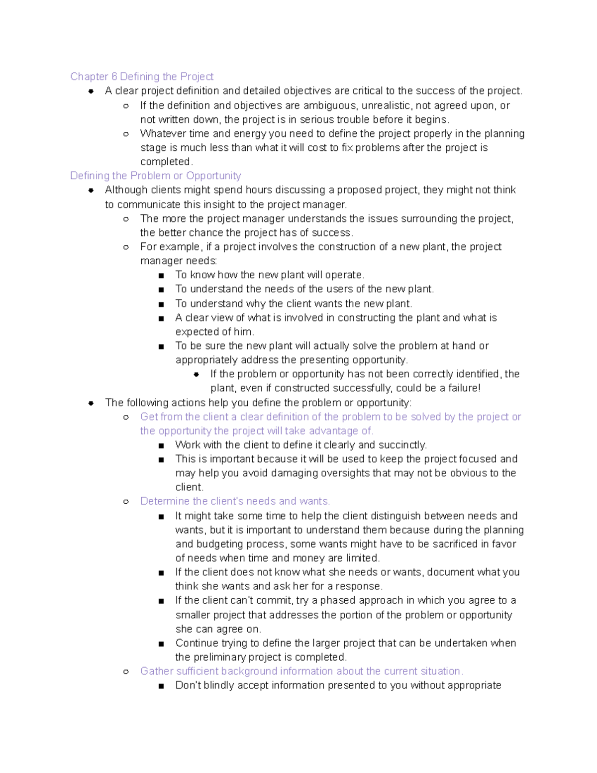 Module 2 Learning Materials Notes - Chapter 6 Defining the Project A ...