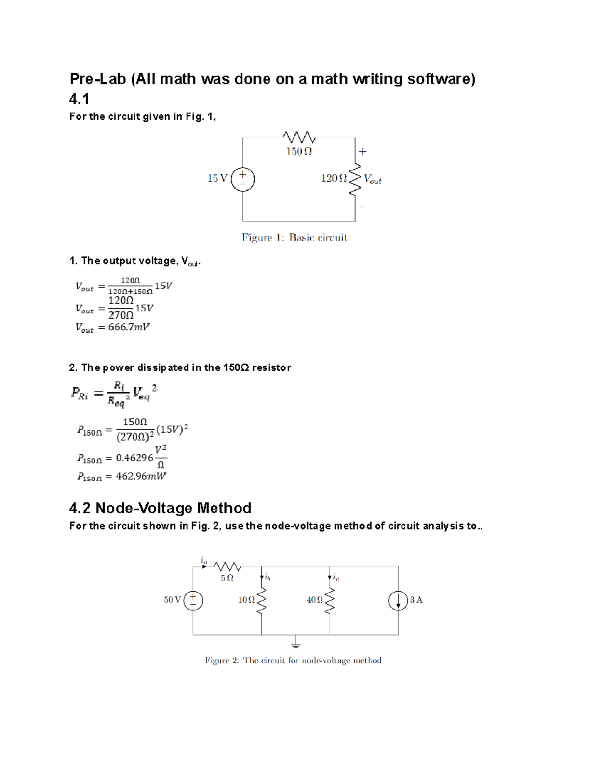 Circuit Pre-Lab 3 - labs - ECOR 1043 - Pre-Lab (All math was done on a ...