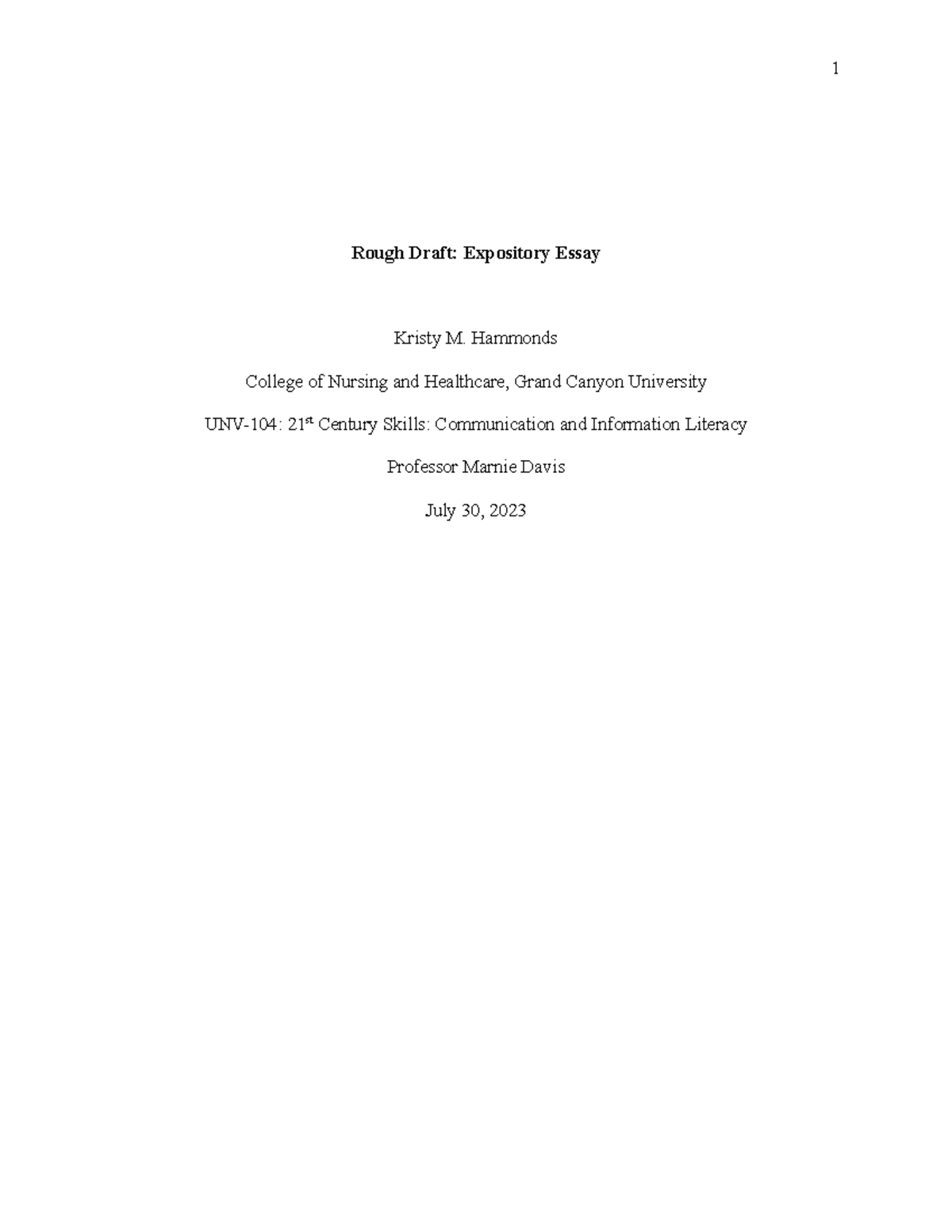 -Topic 4 Expository Essay Rough draft 2 - Rough Draft: Expository Essay ...