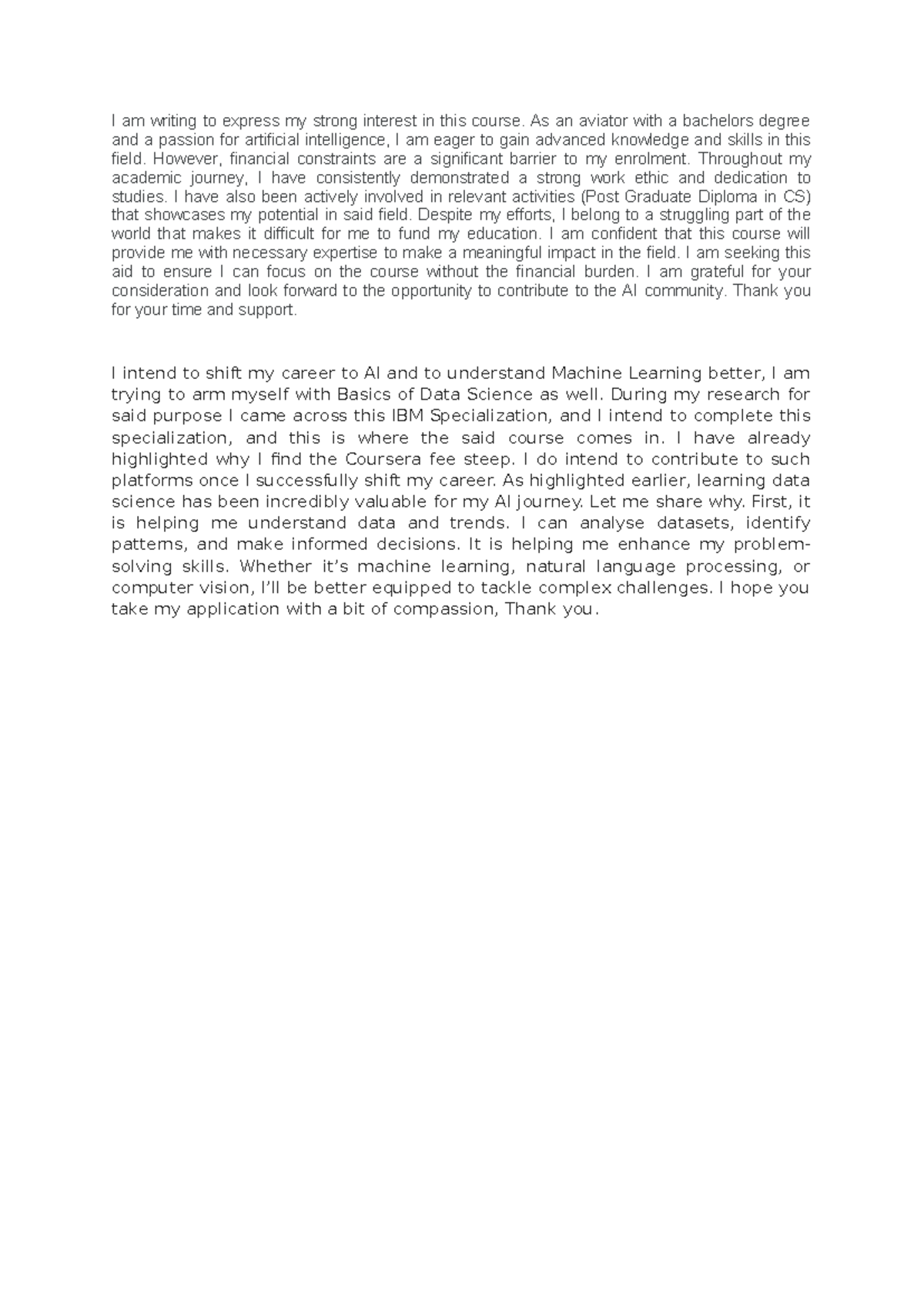 Fin Aid Application to get the required file - I am writing to express ...