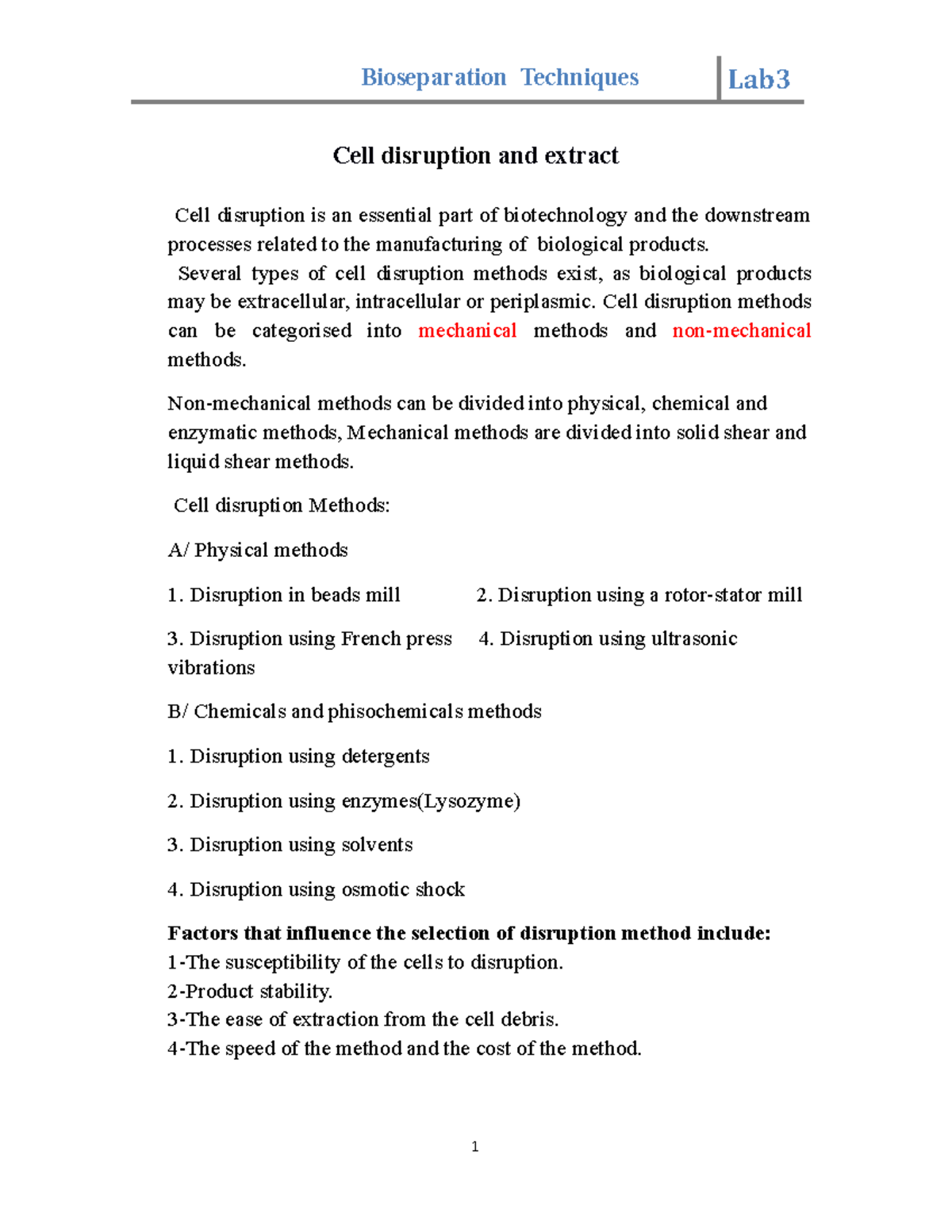 Cell disruption and extract - Several types of cell disruption methods ...