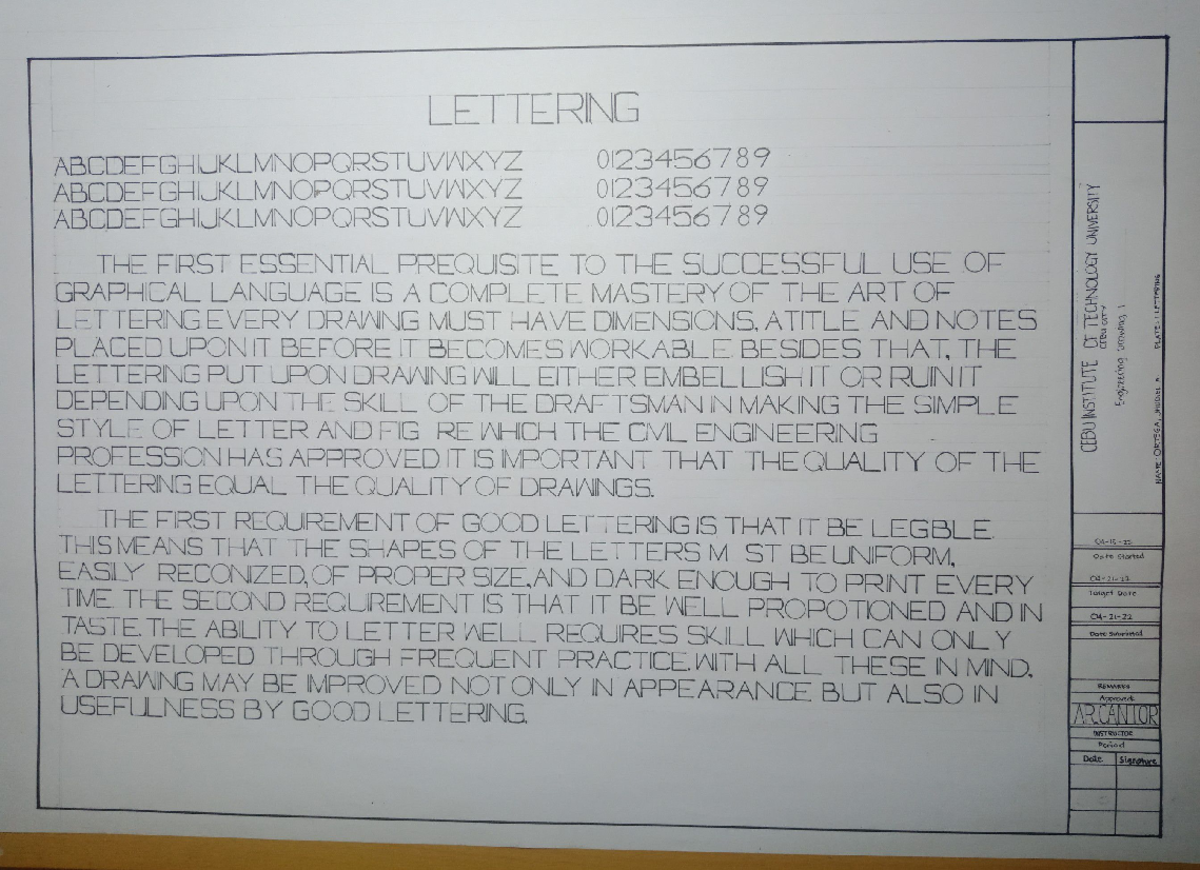 ES Plate NO. 01 Lettering FNAL - Civil Engineering - Studocu
