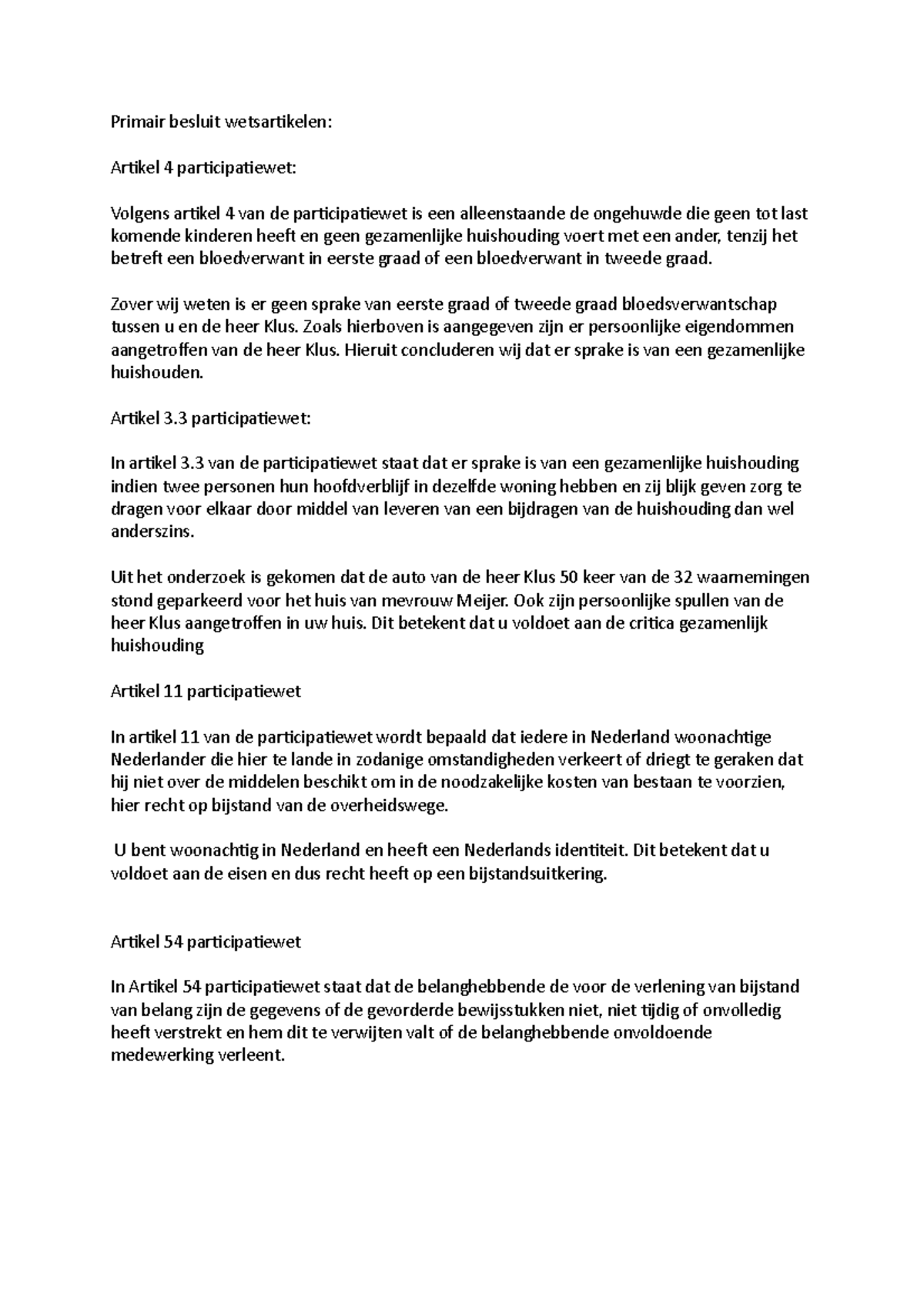 Primair besluit wetsartikelen week 1 - Primair besluit wetsartikelen ...