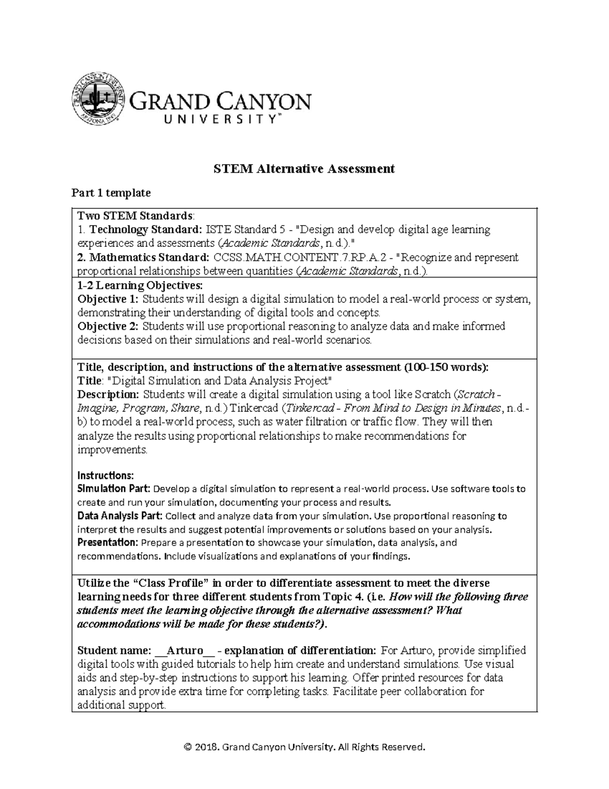 ELM-463-T6-STEM Alternative Assessments - STEM Alternative Assessment Part 1 template Two STEM ...