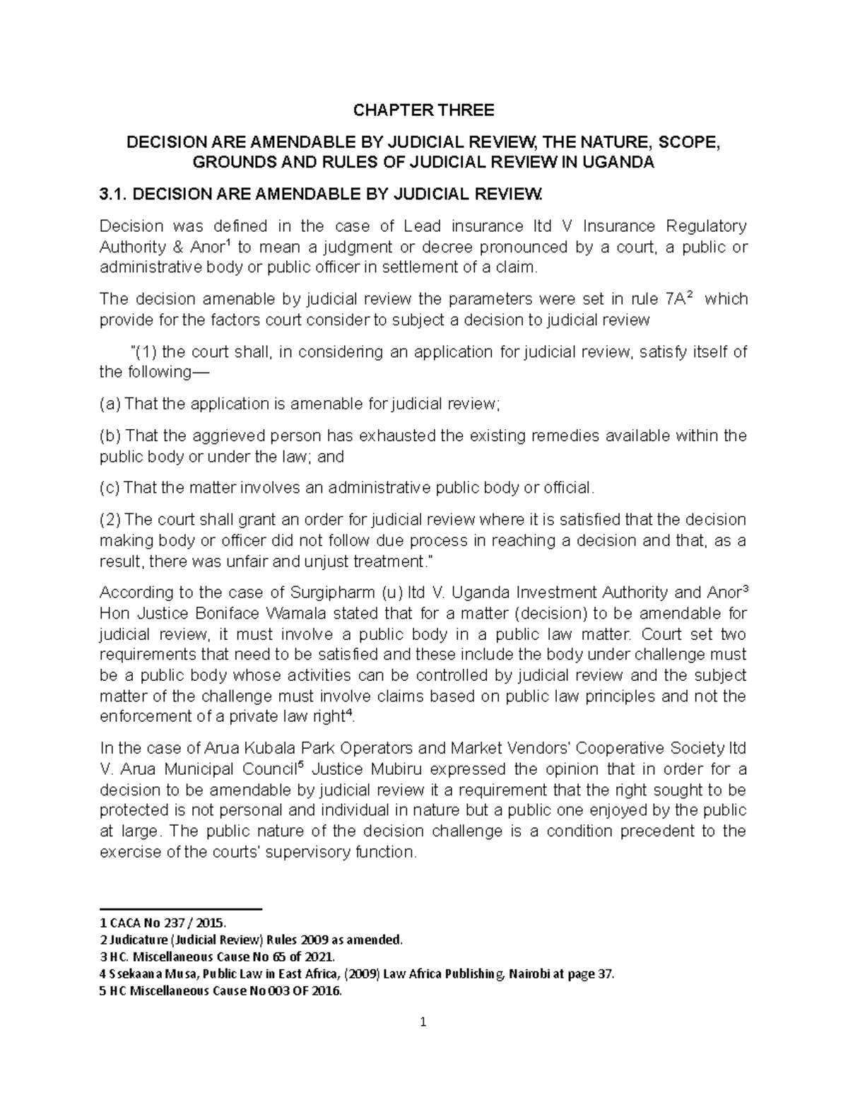 judicial review - CHAPTER THREE DECISION ARE AMENDABLE BY JUDICIAL ...