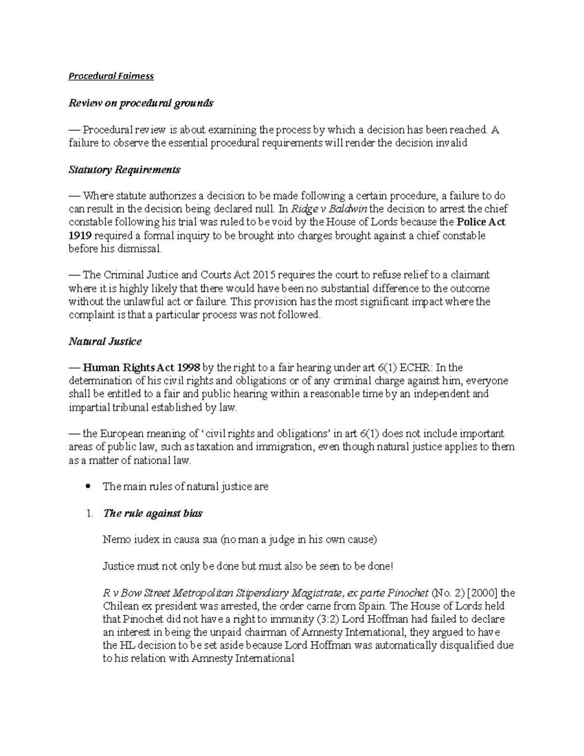 Process / Procedural Fairness - Procedural Fairness Review on ...