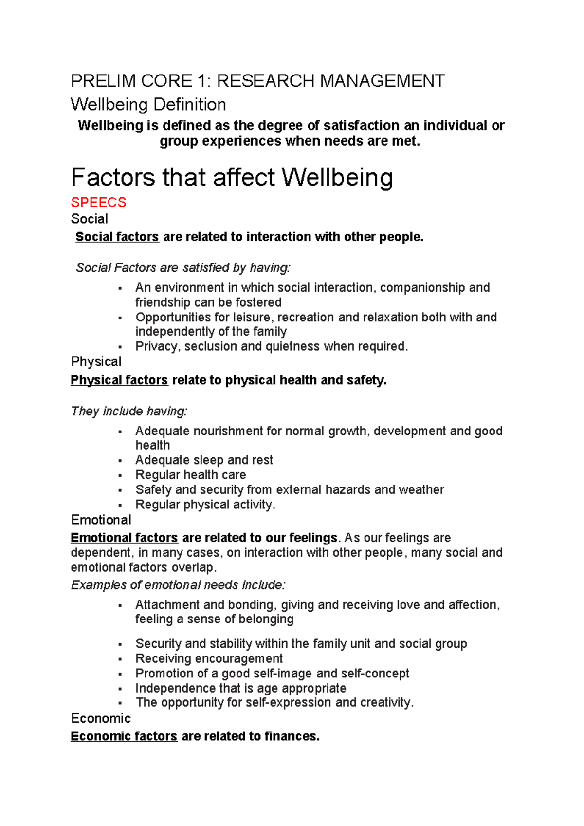 CAFS prelims - CAFS Prelim notes - PRELIM CORE 1: RESEARCH MANAGEMENT ...