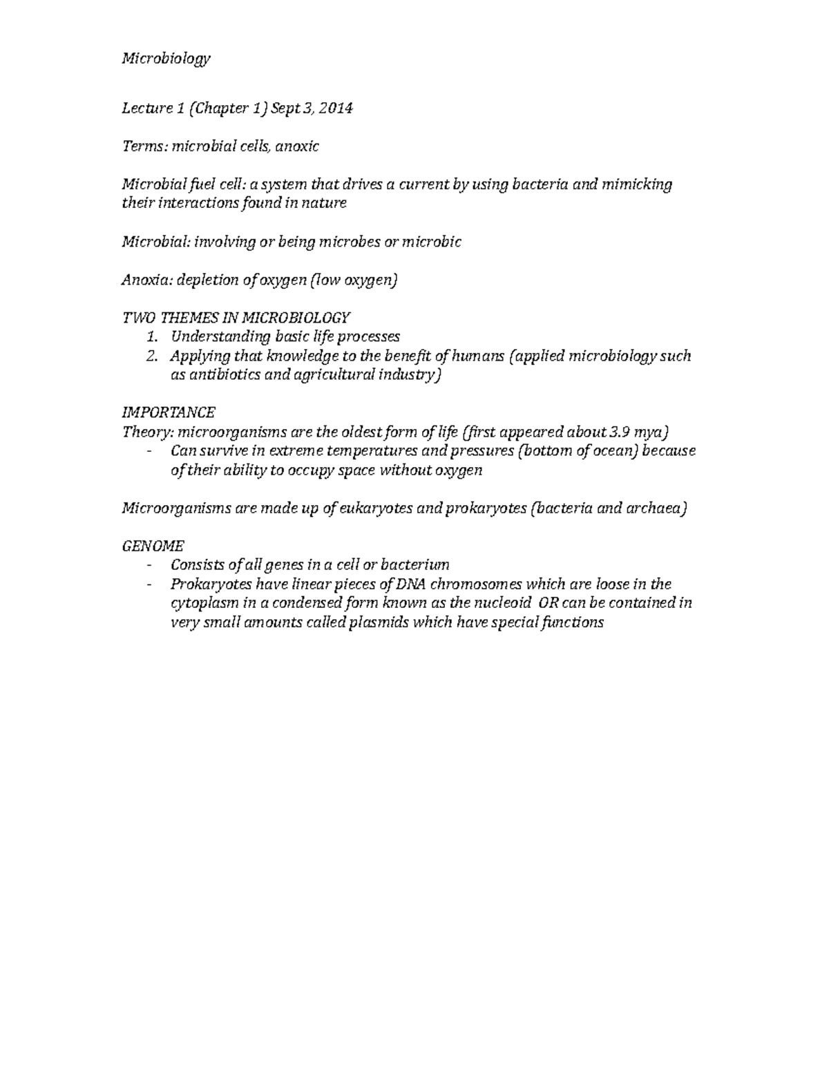 Micro Lecture 1 - Microbiology Lecture 1 (Chapter 1) Sept 3, 2014 Terms ...