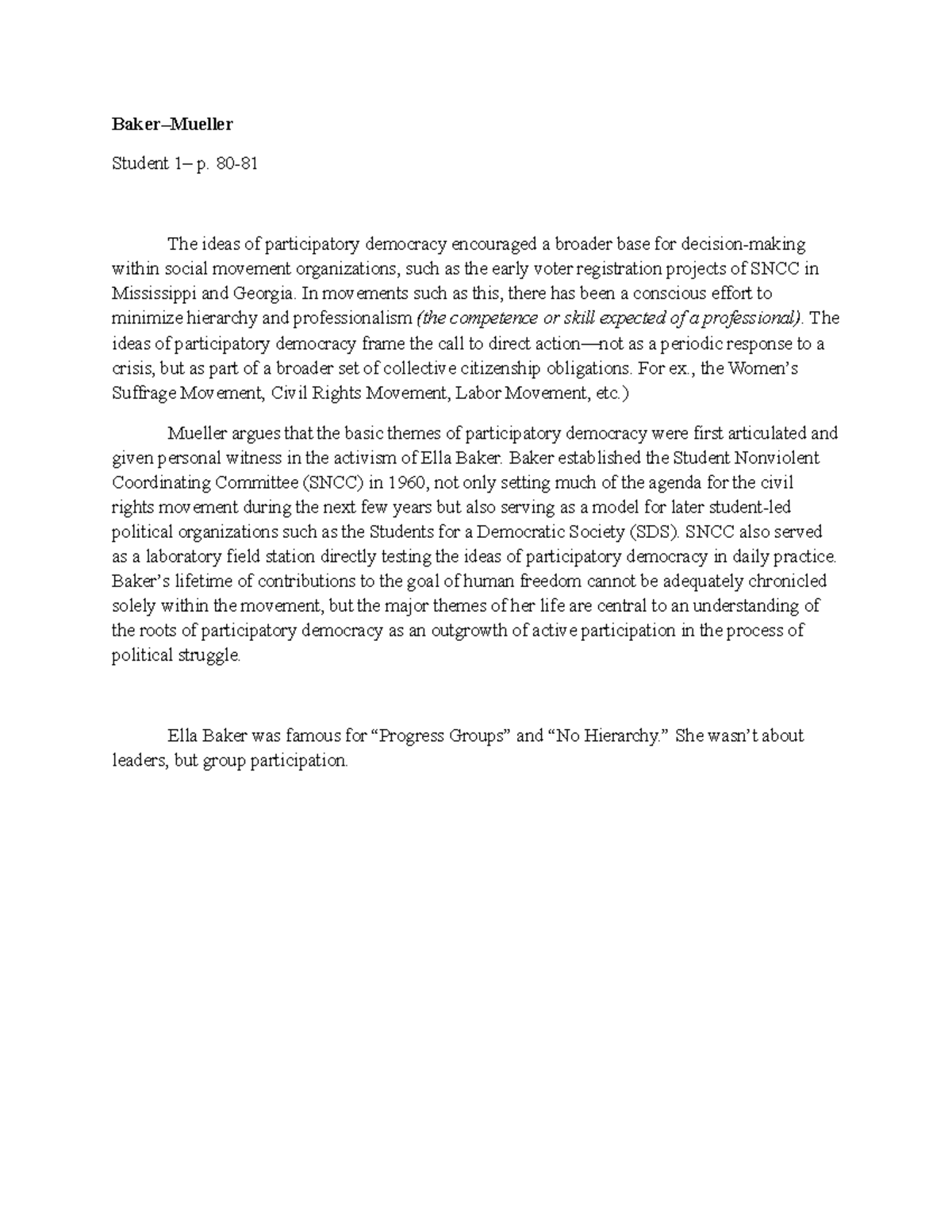 AFRA490- Reading Reaction Summary Baker–Mueller - Baker–Mueller Student ...