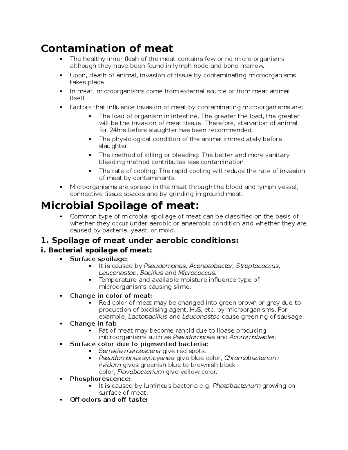 Biology Science 121 - Contamination of meat The healthy inner flesh of ...