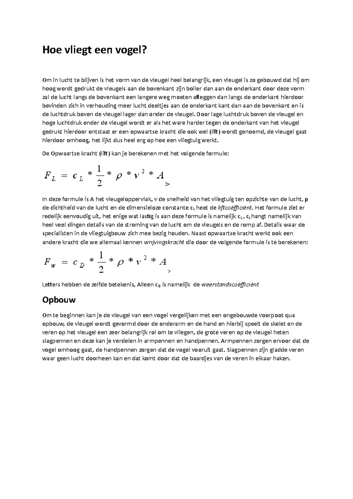 PWS natuurkunde (aerodynamica0 - Algemene natuurwetenschappen - Studeersnel