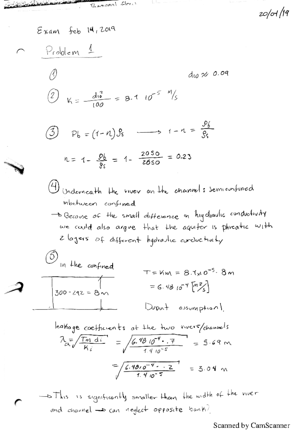 Hydro Exam Feb 2019 - Hydrogeology - Studocu