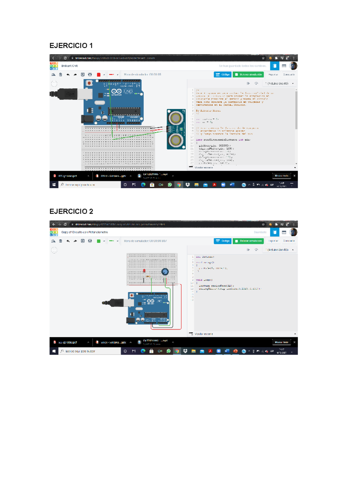 Ejercicios Semana 9 - trabajo de arduino - Arquitectura de Computadoras - EJERCICIO EJERCICIO ...