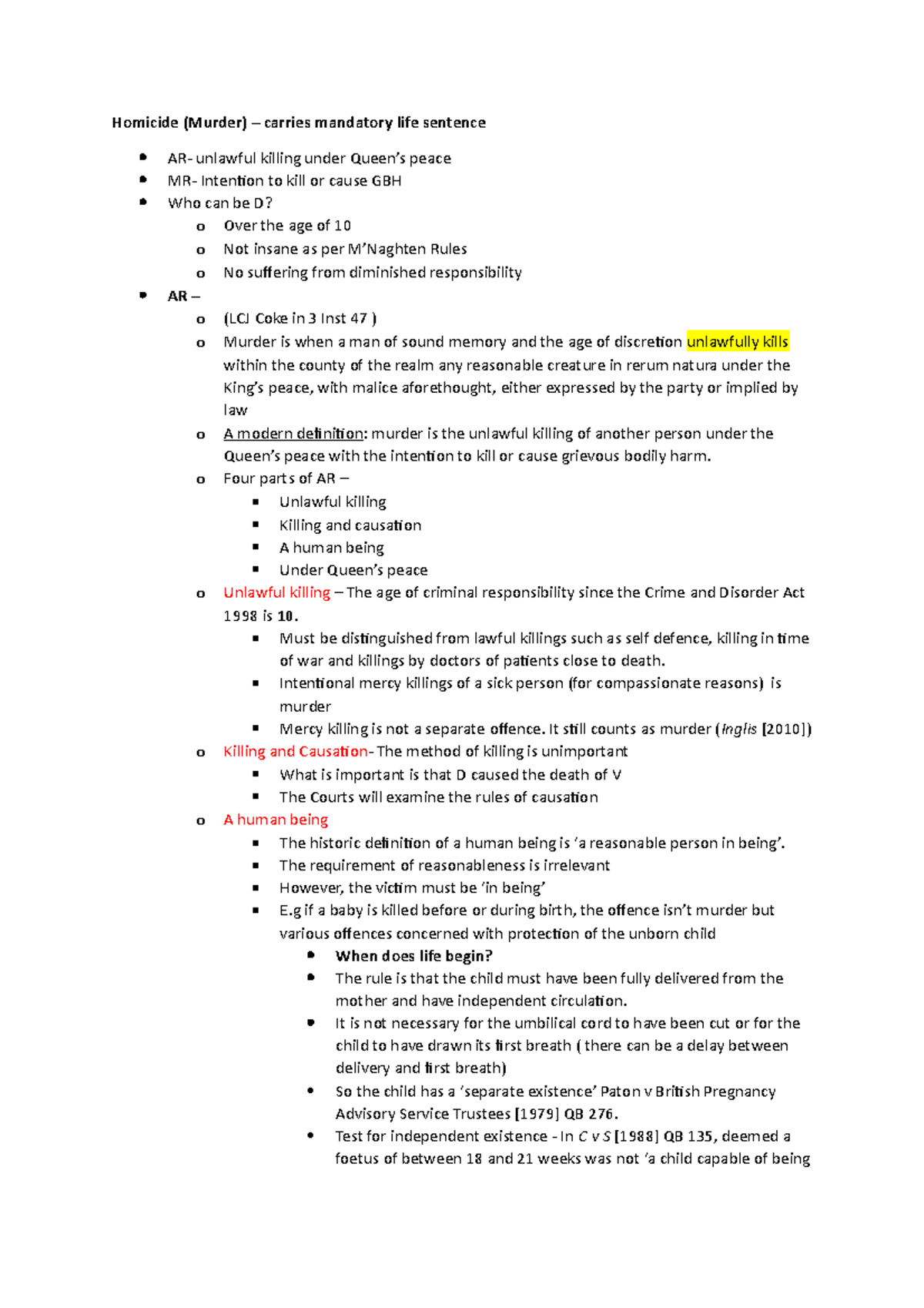 Homicide - Murder - Homicide (Murder) – carries mandatory life sentence ...