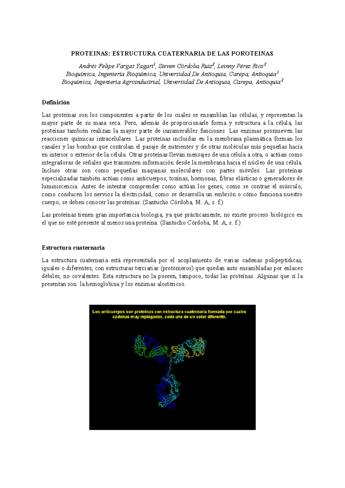 La Estructura Cuaternaria Steven, Andres, Leinny - PROTEINAS ...