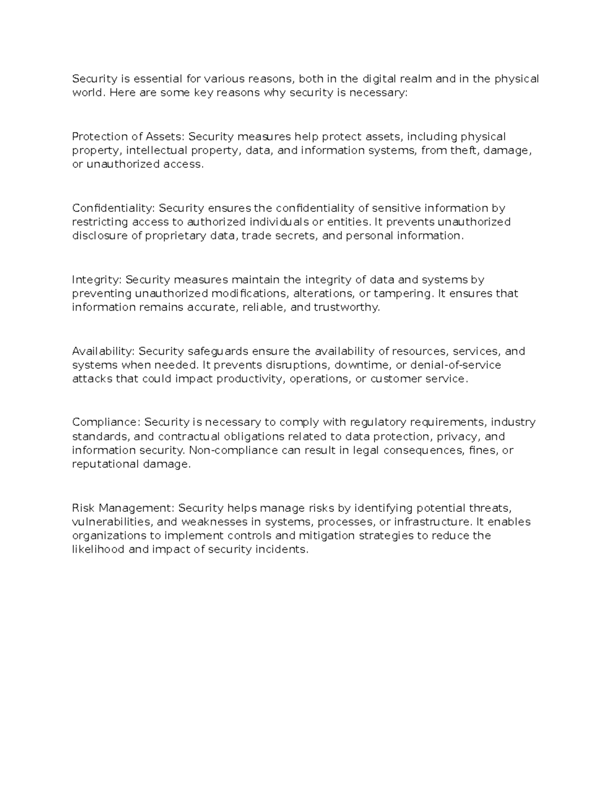 Security importance lesson - Security is essential for various reasons ...