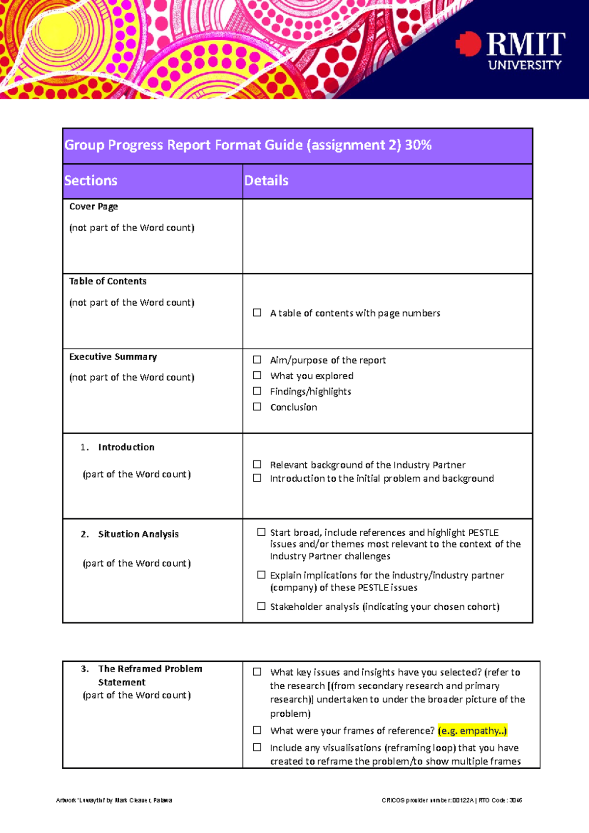 BUSM2577 Assessment 2 Group Progress Report Format Guide - Group Progress Report Format Guide ...