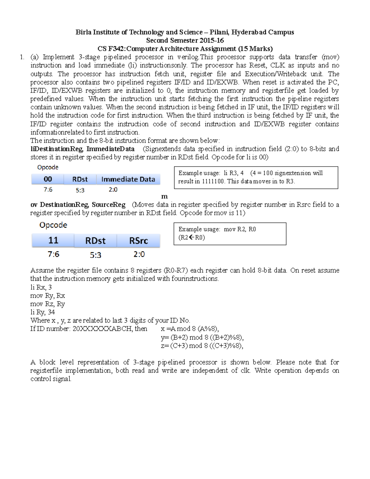 Assignment 1 Li Mov Lecture Notes Birla Institute Of Technology And Science Pilani