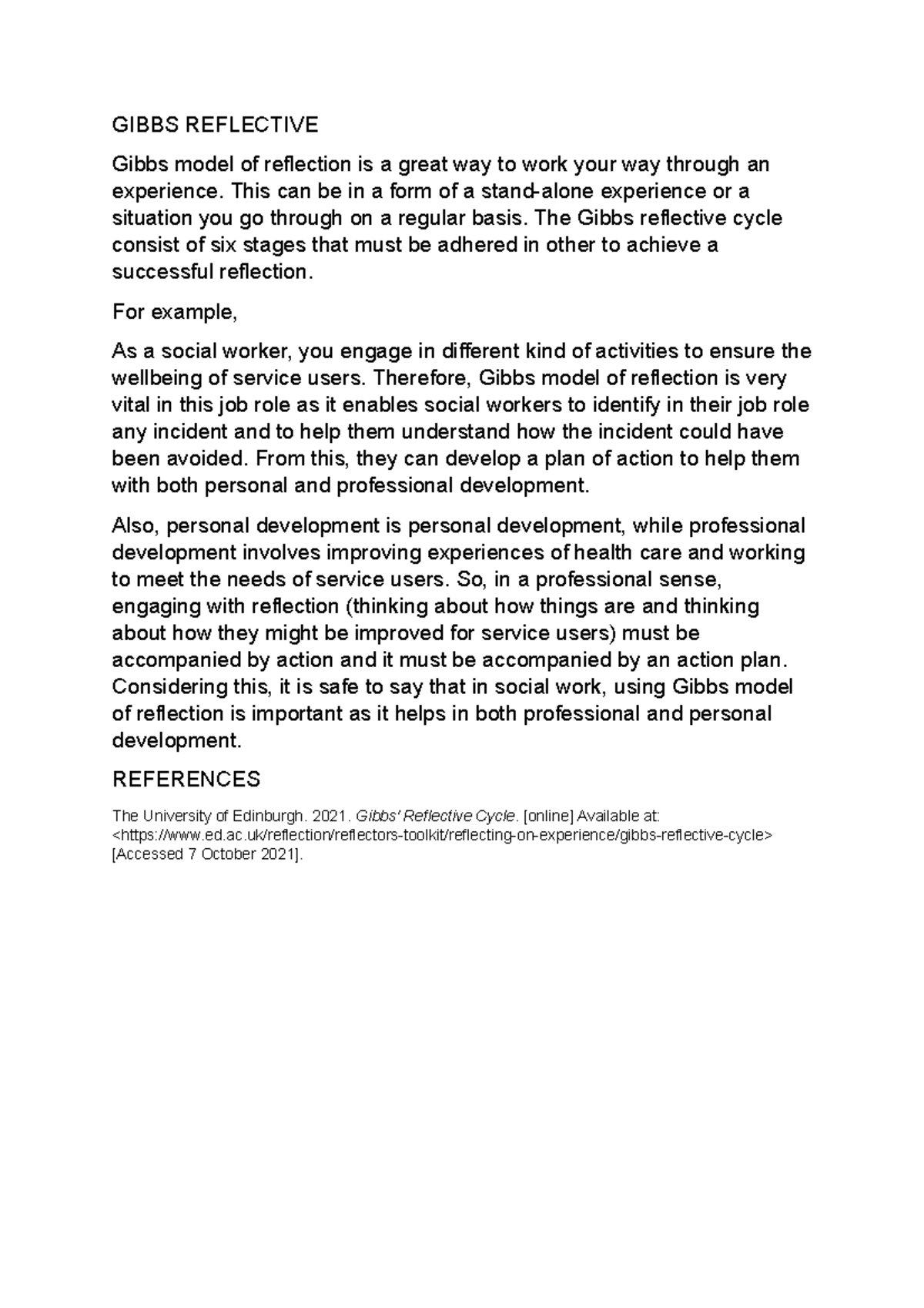 Gibbs Reflective - notes - GIBBS REFLECTIVE Gibbs model of reflection ...