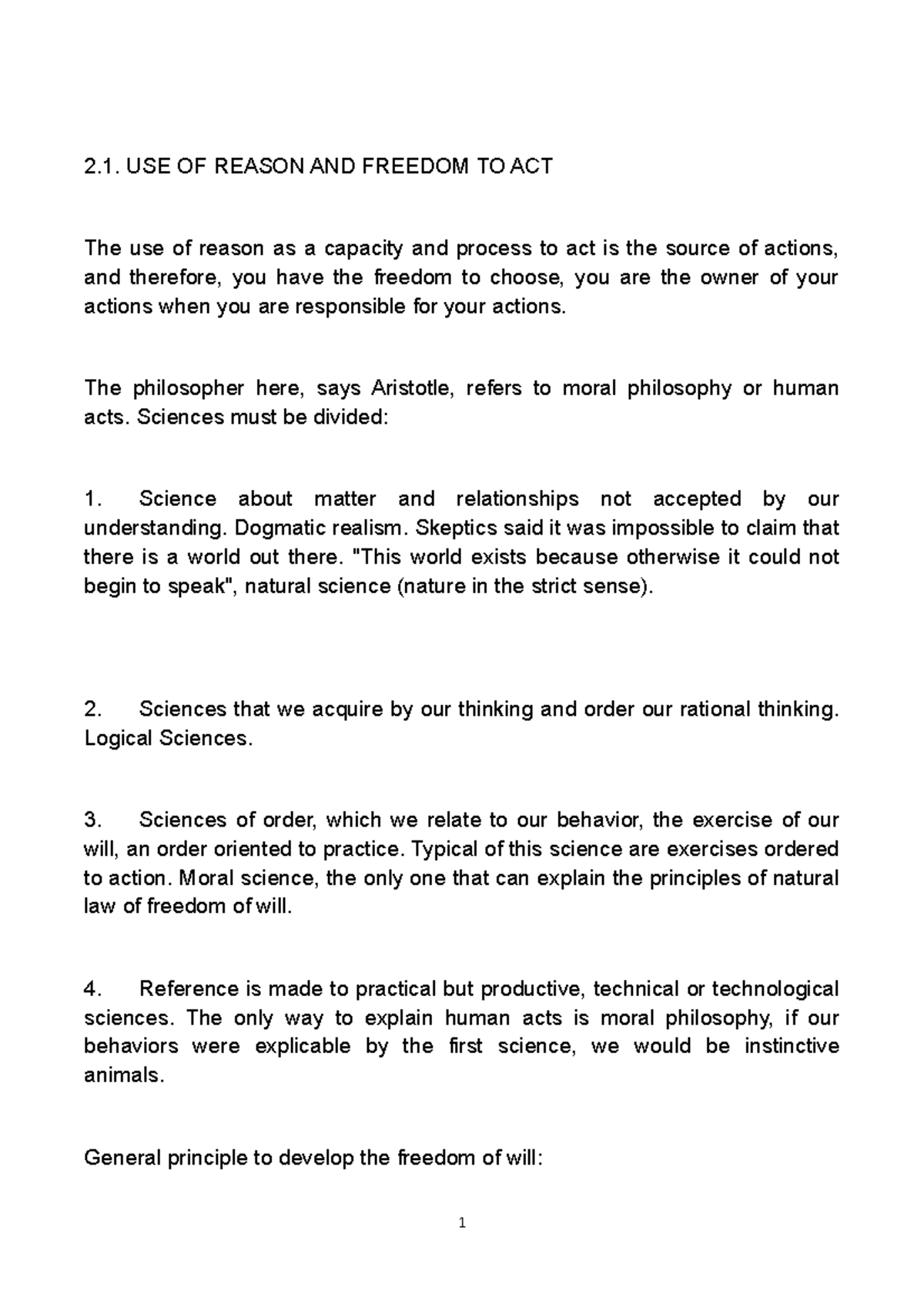 Lesson 5 Introduction To World Civilization I - 2. USE OF REASON AND ...