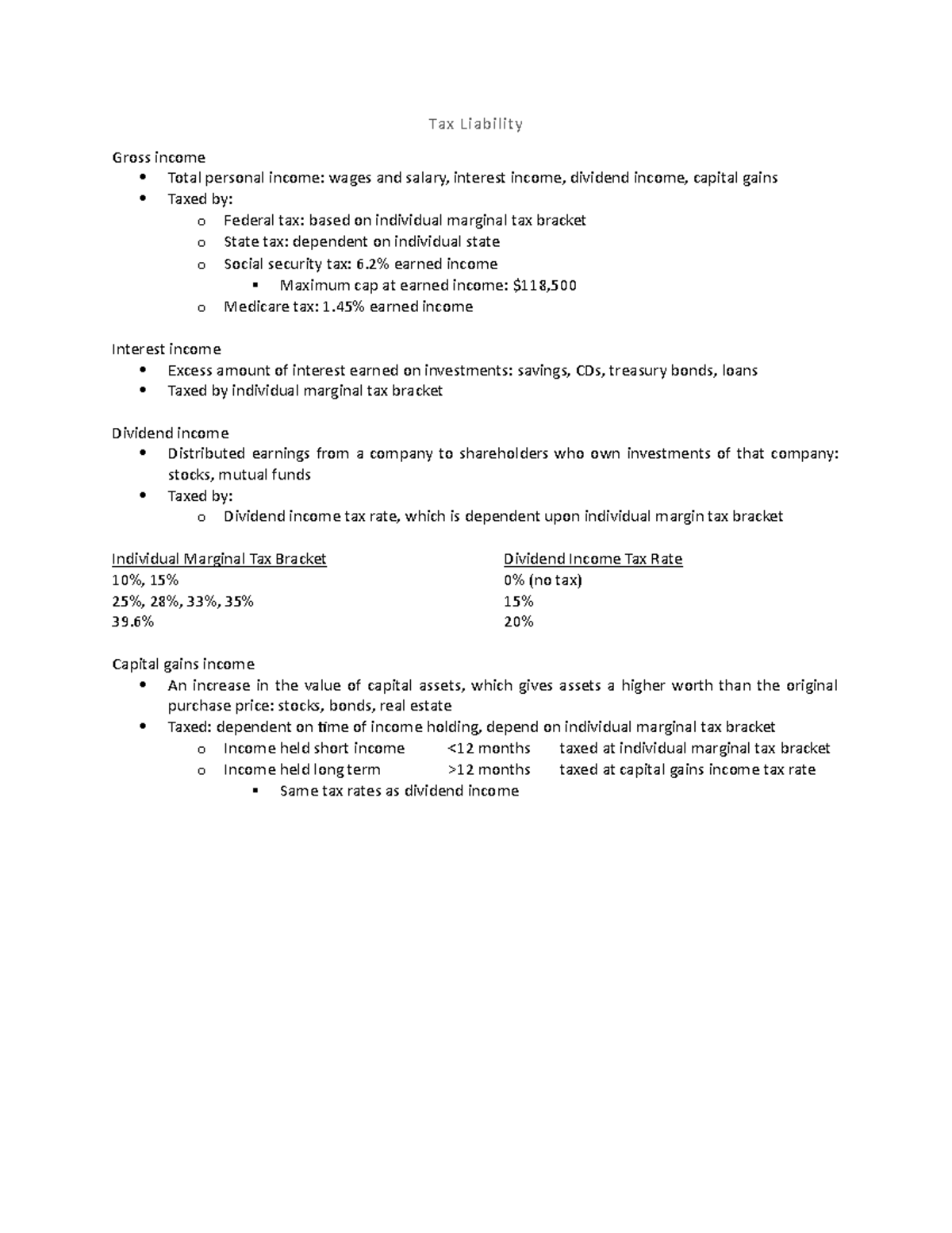 Tax Liability - Tax Liability Gross income Total personal income: wages ...