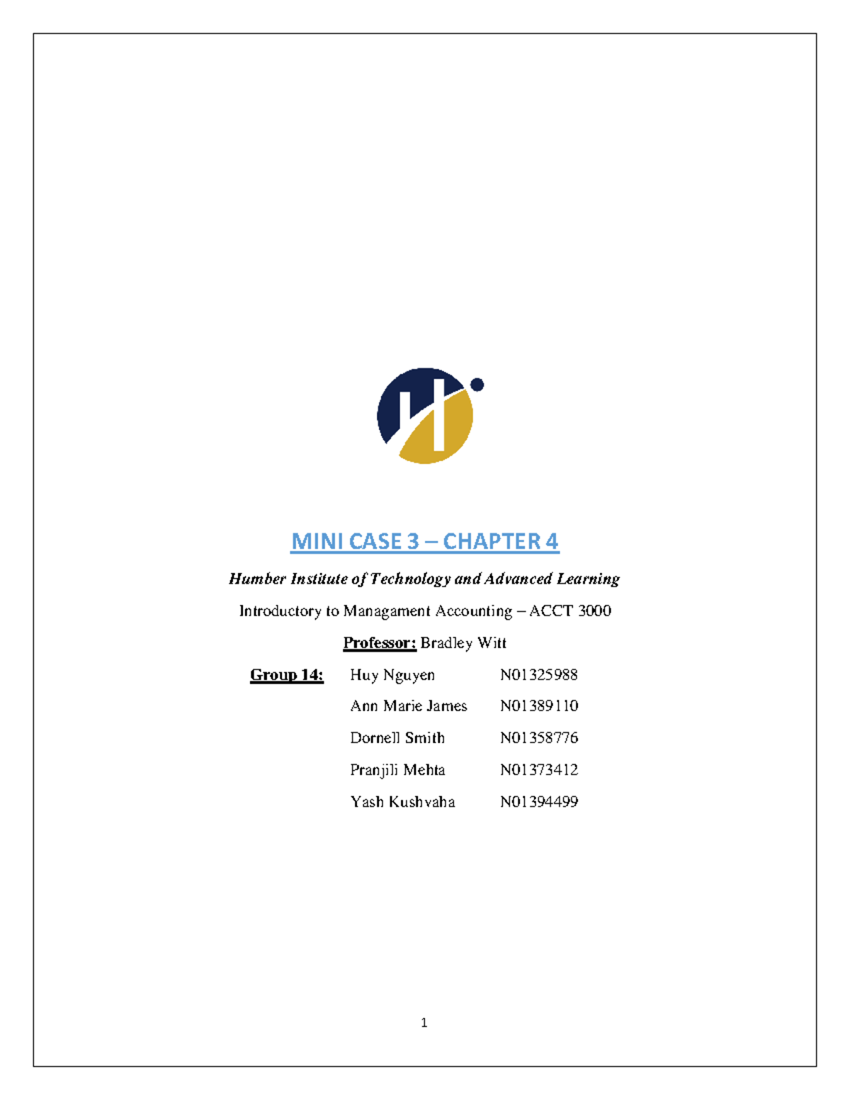 Minicase 3 - case study - Humber Institute of Technology and Advanced ...