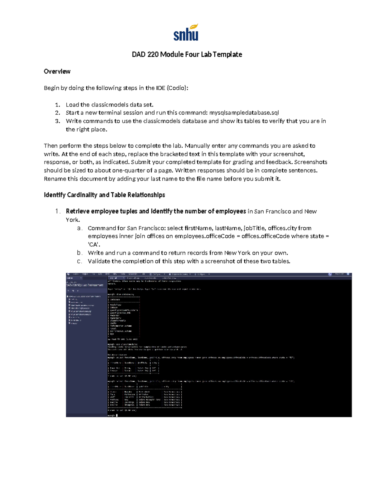 Dad 220 Module Four Lab Lab Dad 220 Module Four Lab Template Overview Begin By Doing The