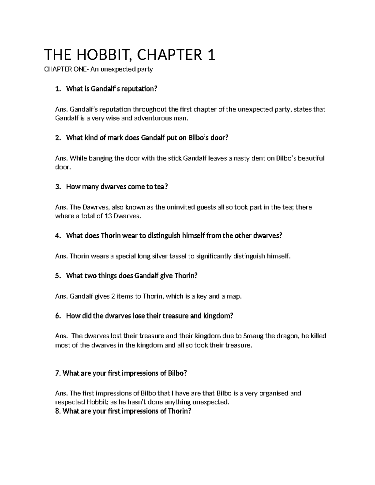 THE Hobbit ch1 - jhkuiouio - THE HOBBIT, CHAPTER 1 CHAPTER ONE- An ...