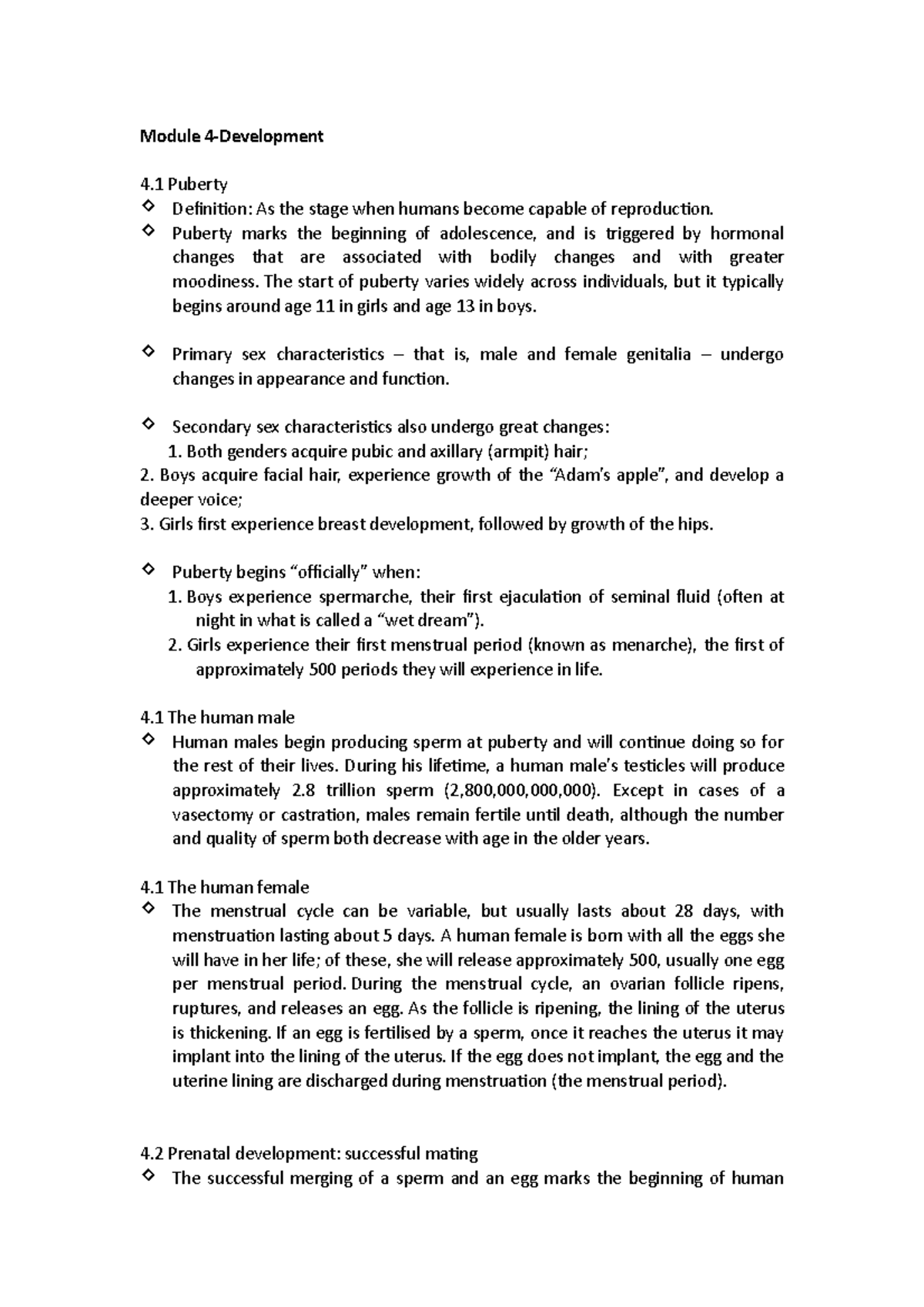 PSY1102 Module 4 topic Development - Module 4-Development 4 Puberty ...